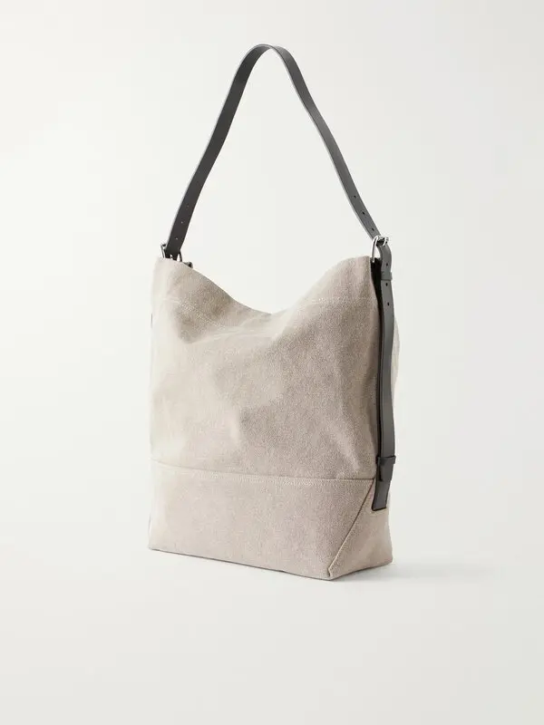 LEMAIRE Canvas Tote Bag With Leather Trim - Neutrals
