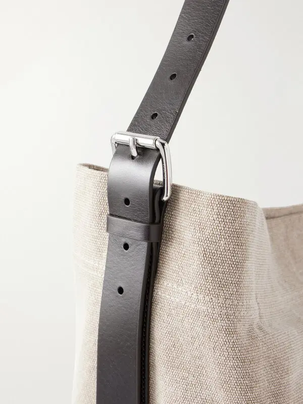 LEMAIRE Canvas Tote Bag With Leather Trim - Neutrals