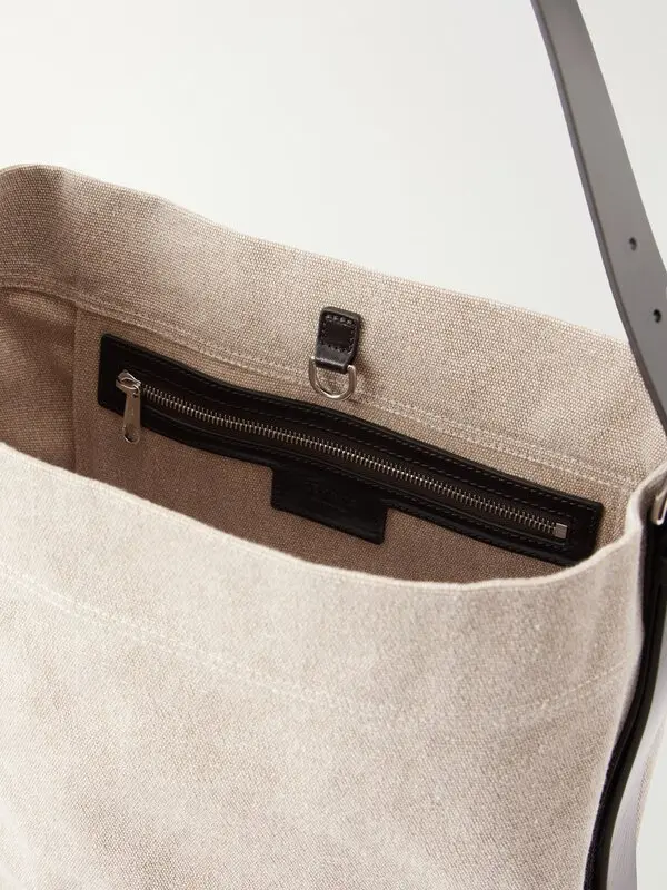LEMAIRE Canvas Tote Bag With Leather Trim - Neutrals