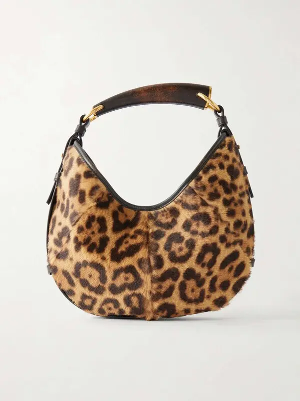 Saint Laurent Mombasa Leather-trimmed Leopard-print Pony Hair Shoulder Bag - Multi