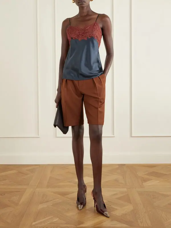 Saint Laurent Lace-trimmed Silk-satin Camisole