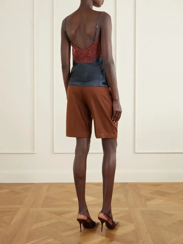 Saint Laurent Lace-trimmed Silk-satin Camisole