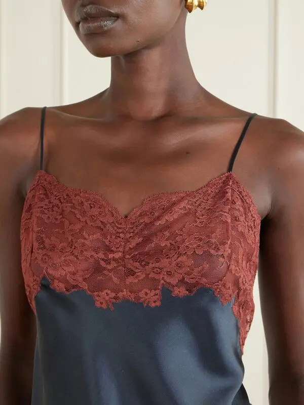 Saint Laurent Lace-trimmed Silk-satin Camisole