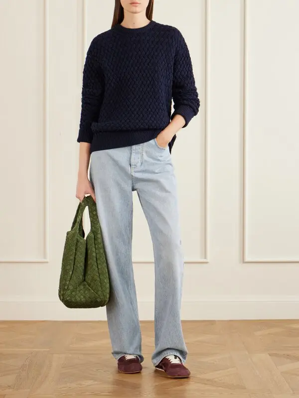 Bottega Veneta Campana Intrecciato Suede Shoulder Bag - Green