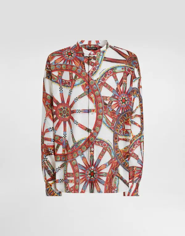 Dolce & Gabbana Carretto-print Linen Shirt
