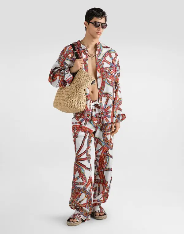 Dolce & Gabbana Carretto-print Linen Shirt