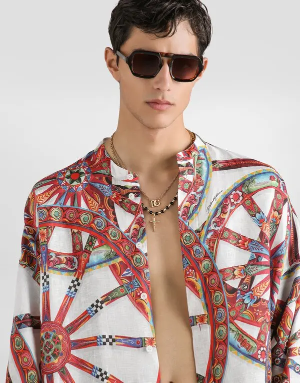Dolce & Gabbana Carretto-print Linen Shirt