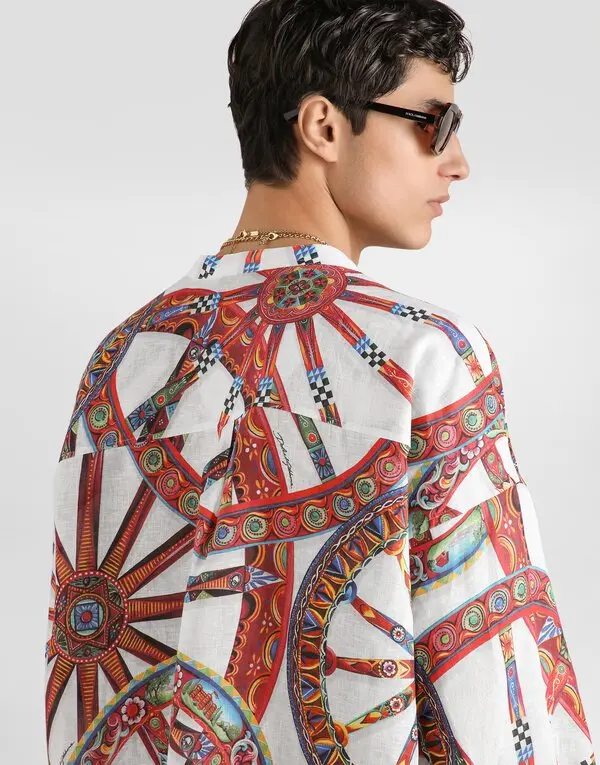 Dolce & Gabbana Carretto-print Linen Shirt