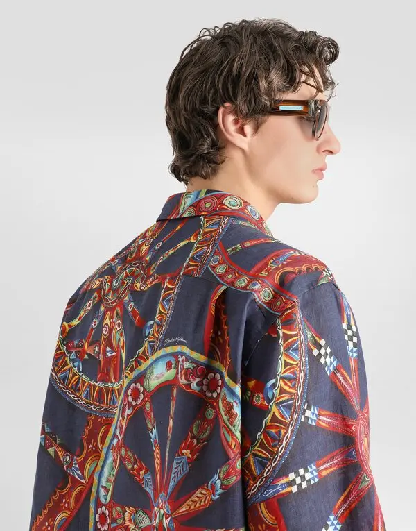 Dolce & Gabbana Carretto-print Hawaii Linen Shirt