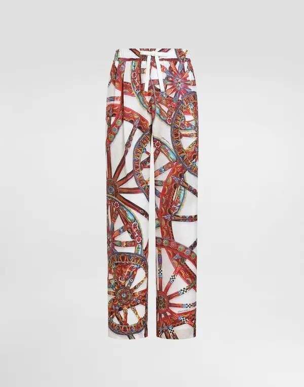 Dolce & Gabbana Carretto-print Linen Jogging Trousers
