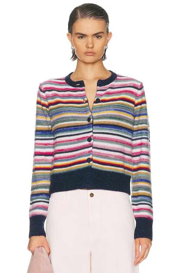 Suzie Kondi Kadira Cardigan In Navy,pink - Marled Multi