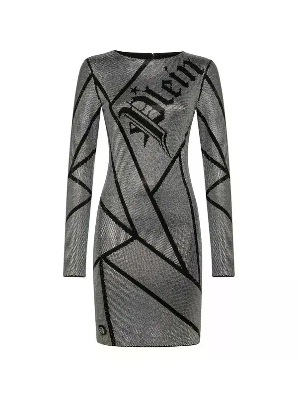Philipp Plein Crystal-embellished Logo-print Mini Dress