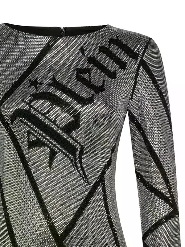 Philipp Plein Crystal-embellished Logo-print Mini Dress