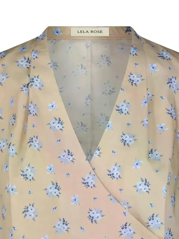 Lela Rose Floral Print Sleeveless Cropped Wrap Top