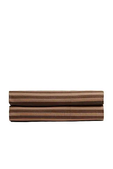 PARACHUTE Percale Fitted Sheet - Adobe Stripe