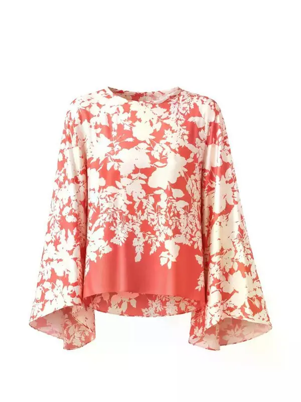 Agnona Floral Print Silk Blouse