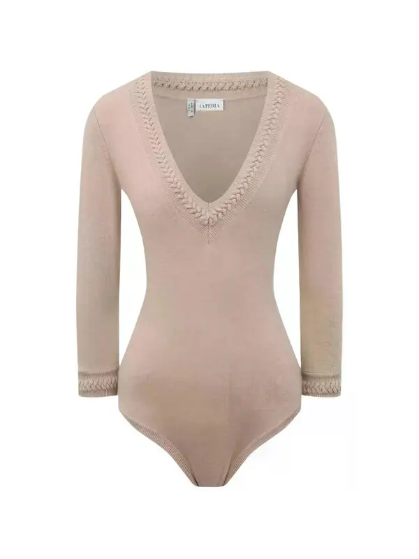 La Perla Braid-trimmed V-neck Bodysuit