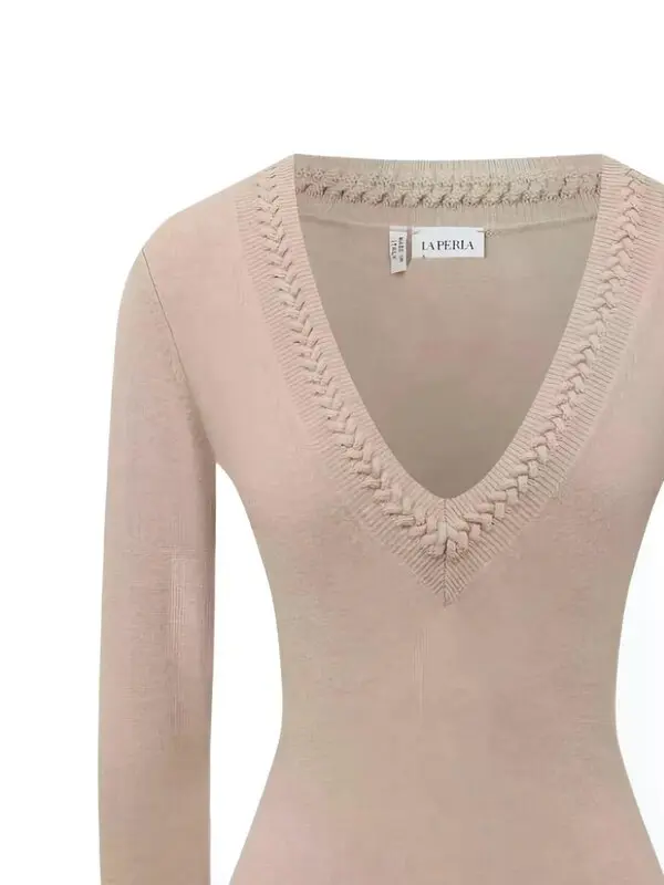 La Perla Braid-trimmed V-neck Bodysuit