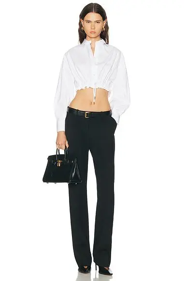 Carolina Herrera Cropped Long Sleeve Button Down Shirt