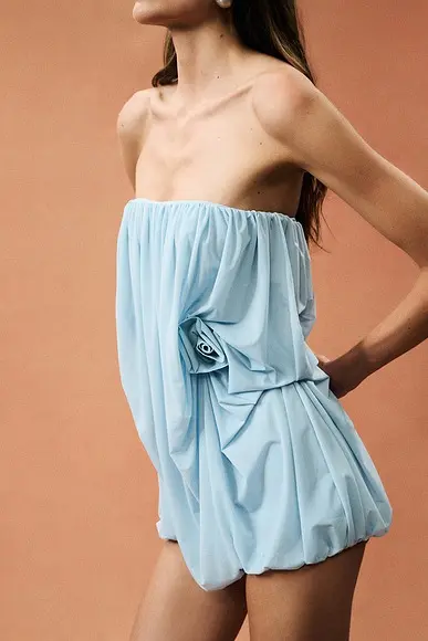 MAYGEL CORONEL Strapless Mini Dress With Florette Detail