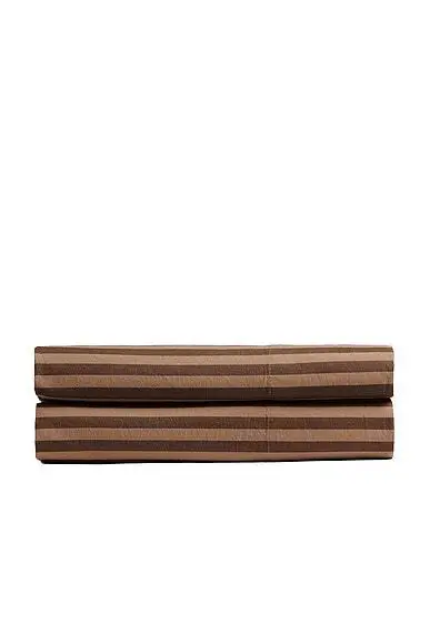 PARACHUTE Percale Fitted Sheet - Adobe Stripe