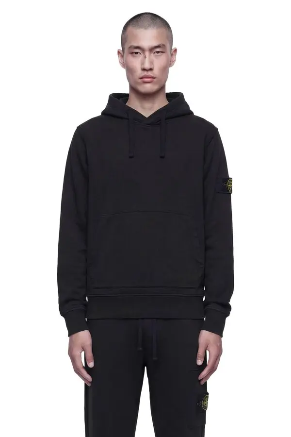 Stone Island 6100062 Organic Cotton Fleece Hoodie - Black