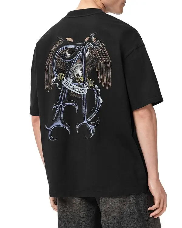 ALLSAINTS Raptour Eagle Logo Graphic T-shirt - Washed Black