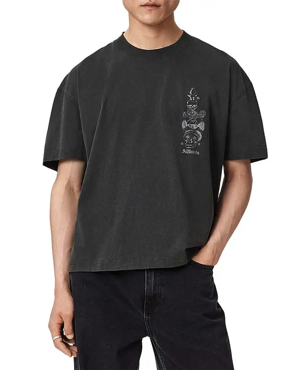 ALLSAINTS Ignis Tattoo Graphics Logo T-shirt - Washed Black