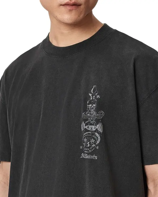 ALLSAINTS Ignis Tattoo Graphics Logo T-shirt - Washed Black