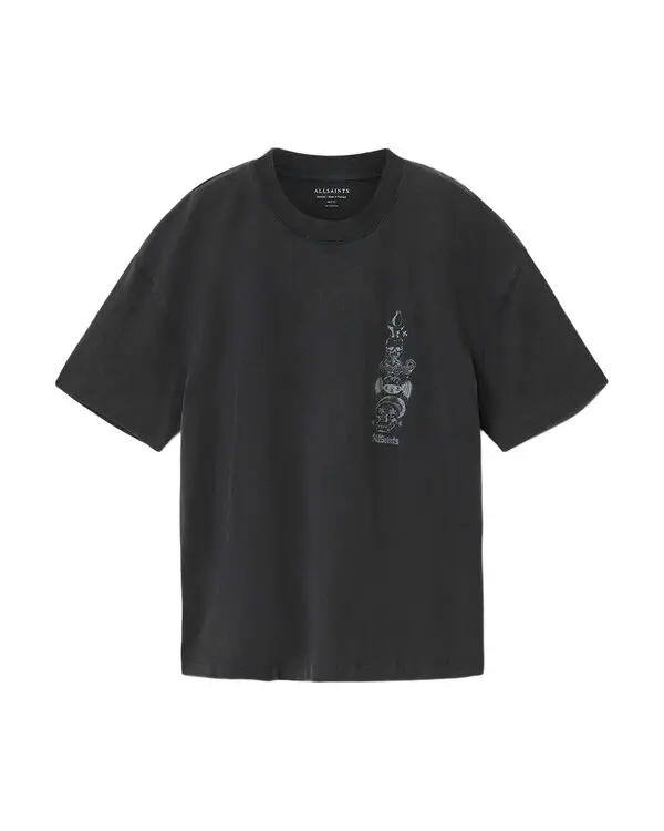 ALLSAINTS Ignis Tattoo Graphics Logo T-shirt - Washed Black