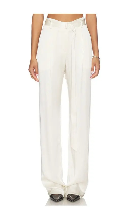 Lapointe High Waisted Belted Pant In White - Cream