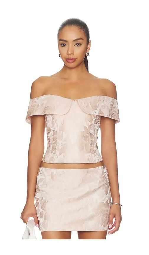 MILKWHITE Brocade Corset Top - Pink