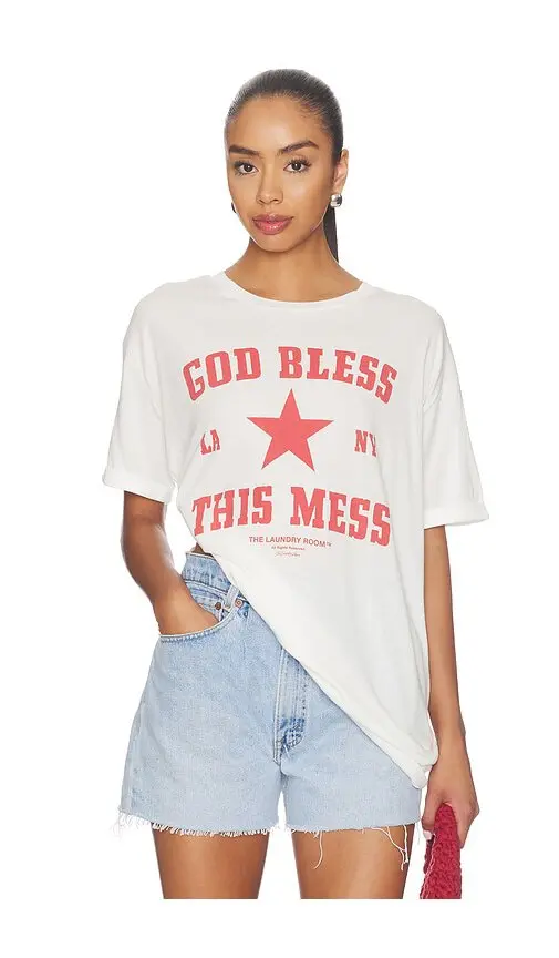 THE LAUNDRY ROOM God Bless This Mess Oversized Tee
