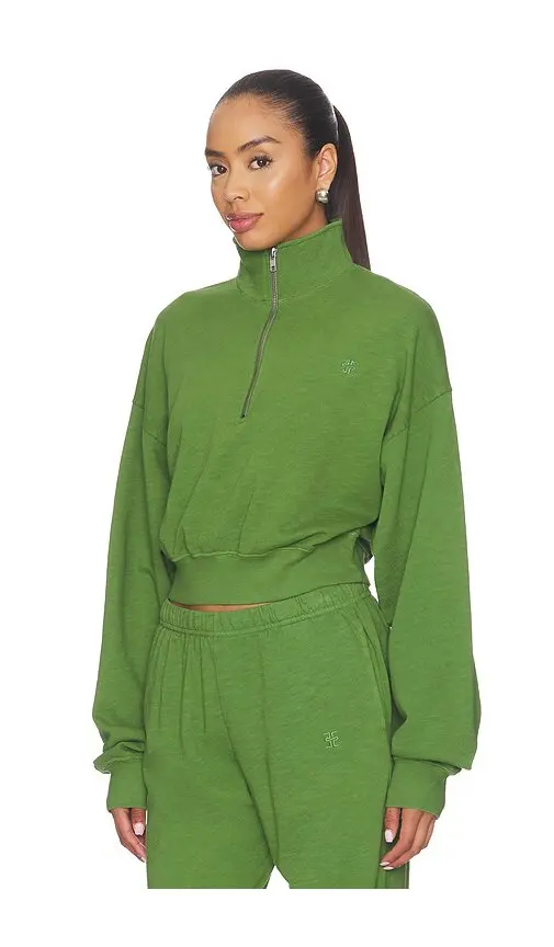 Eterne Cropped Half-zip Sweatshirt In Green
