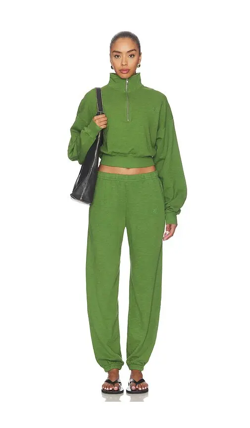Eterne Cropped Half-zip Sweatshirt In Green
