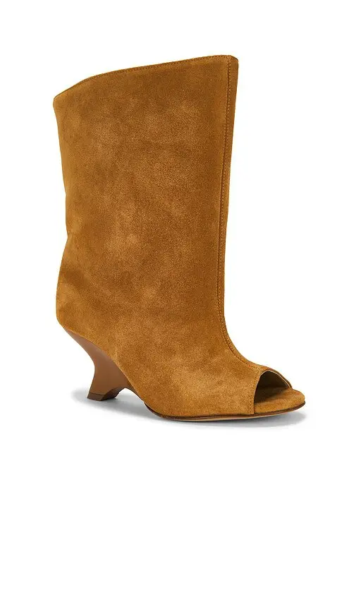 GIA BORGHINI Gia Heeled Open Toe Boot In Tan