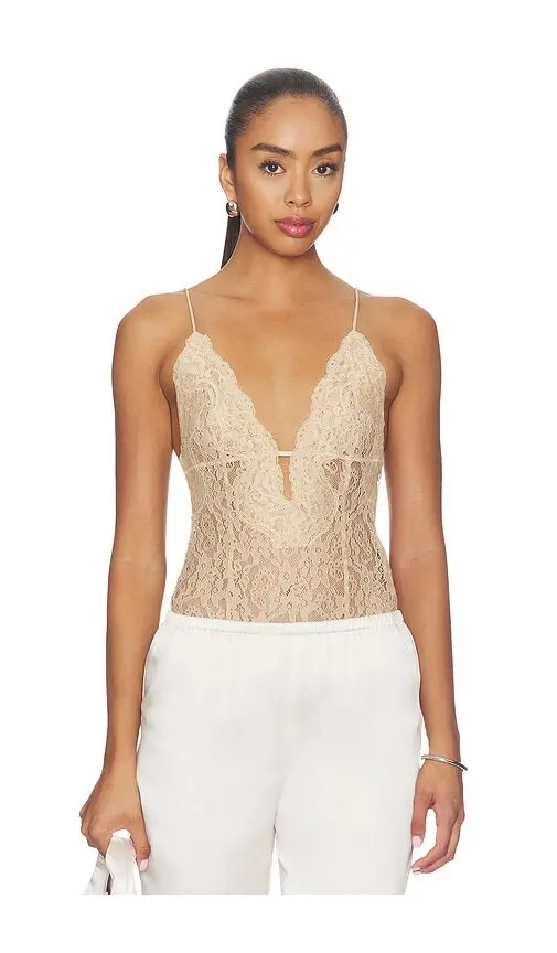 Ronny Kobo Lace Bodysuit - Tan