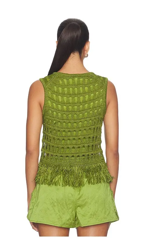 A.L.C. Crochet Knit Fringe Hem Top