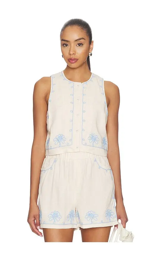 Blanknyc Sleeveless Top With Lace Trim And Embroidery