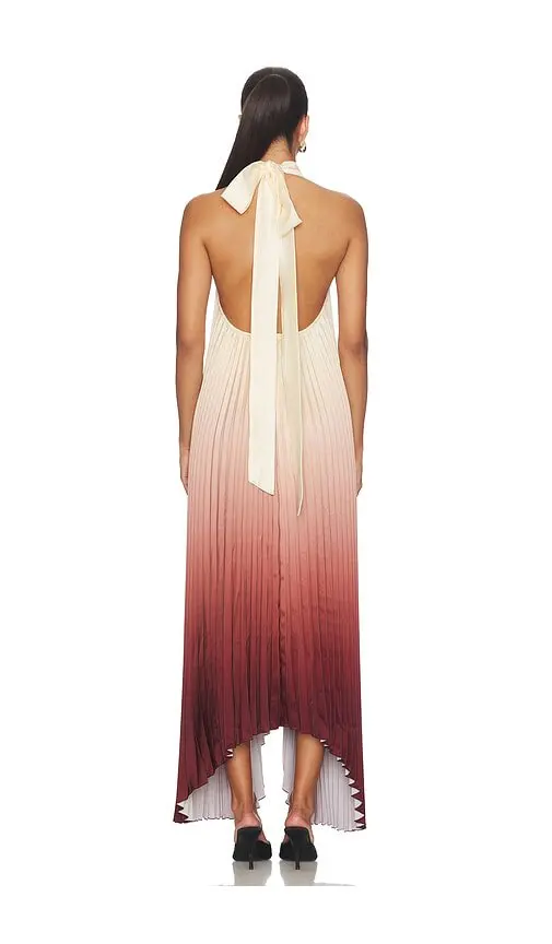 L'IDEE Satin Plisse Opera Gown - Pink