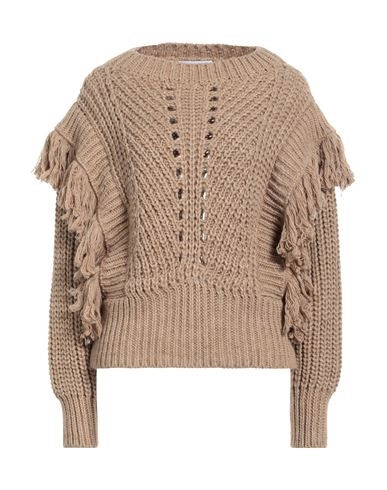 GAELLE PARIS Heavy-weight Knit Sweater With Fringes - Beige