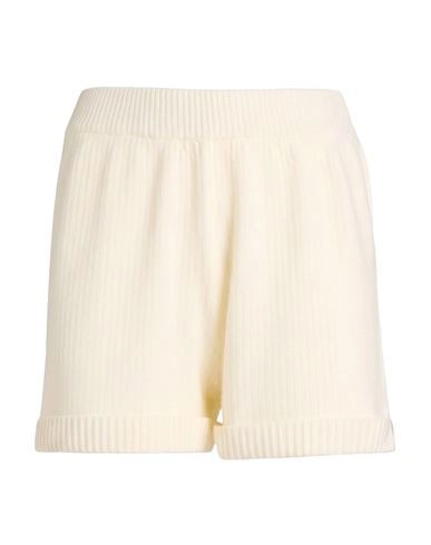 HINNOMINATE High Waisted Knitted Shorts With Folded Hem - Ivory