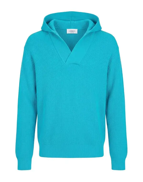 LANEUS Sweater Turquoise Size Merino Wool, Cashmere