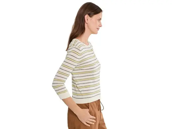 Vince Striped 3/4 Sleeve Cardigen Sweater Dandelion Combo