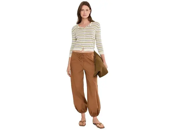 Vince Striped 3/4 Sleeve Cardigen Sweater Dandelion Combo