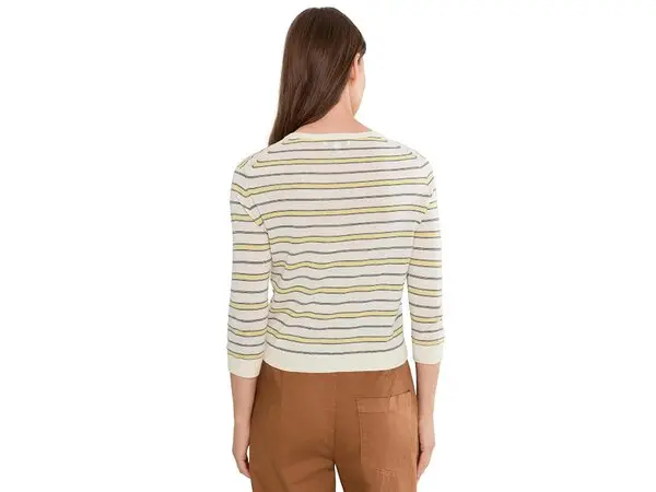 Vince Striped 3/4 Sleeve Cardigen Sweater Dandelion Combo