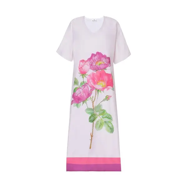 DHARA SHETH, DUBAI Roséa Rose Print V-neck Maxi Dress - Pink