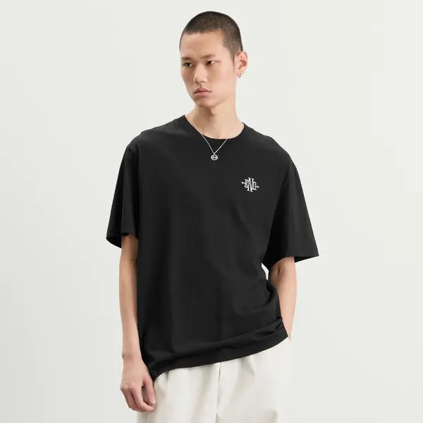 END. Monogram Embroidered Organic Cotton T-shirt - Black