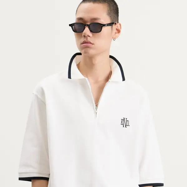 END. Piquet Polo - Off White/ciner Black