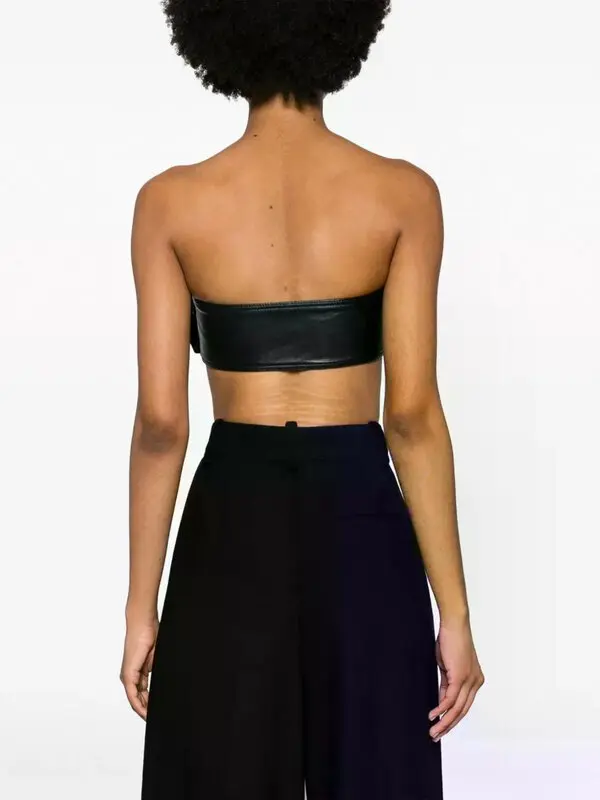 Moschino Cropped Faux Leather Bandeau Top With Buckle Detail